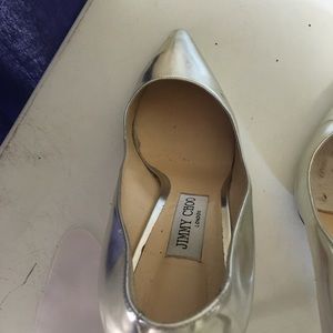 Jimmy Choo | Shoes | Jimmy Choo Silver Metallic Leather Romy Pumpd ...